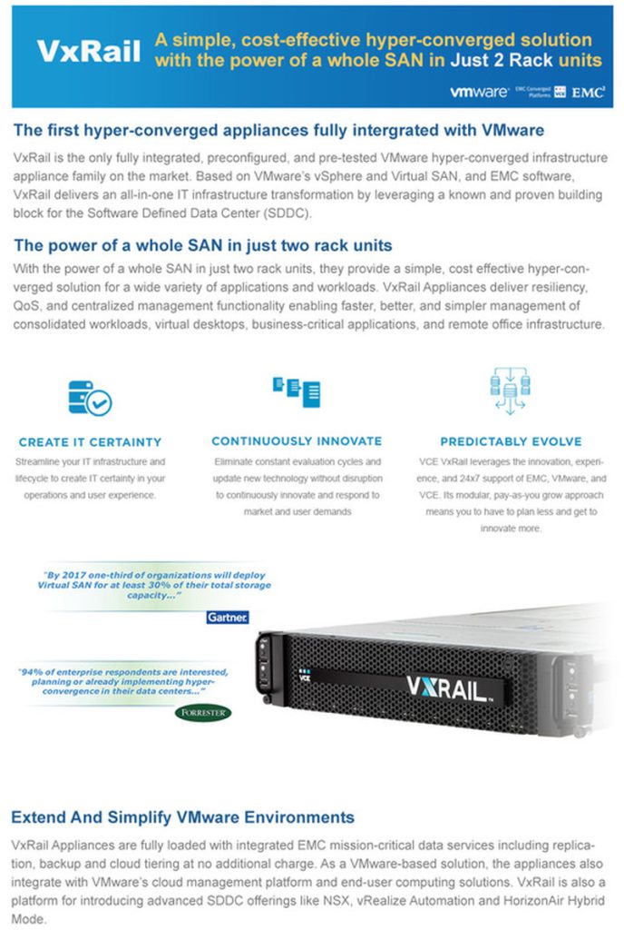 VCE VxRail, the power of a whole SAN in JUST TWO RACK units ...